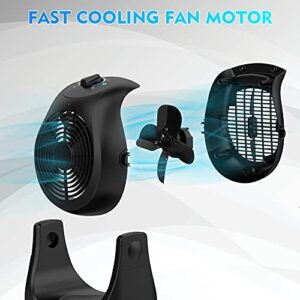 LifePlus 2 in 1 Heater Fan Combo, Portable Cooling Desk Fan, Air Circulator Fan 45° Tilt, 2 Wind Speeds, 1500W Overheat Protection Personal Small Floor for Home Office Black