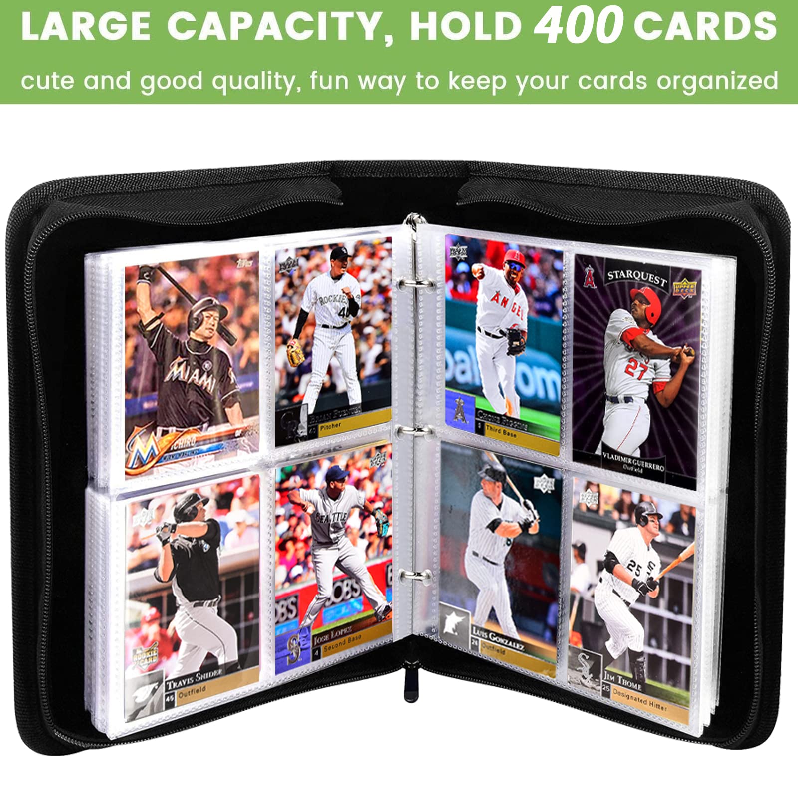 Baseball Card Binder Holder - Football Sports Cards Album Trading Sleeves Protectors Compatible with Topps 2022, 400 Pockets