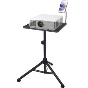 gleam projector stand stronger support large tray with phone clip 15.5in(l) x 11.5in(w) height from 24in to 40in for laptop, projector, dj