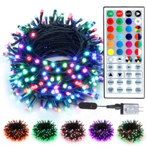 brizled color changing christmas lights, 66ft 200 led rgb string lights with remote, dimmable outdoor christmas lights, mini christmas tree lights indoor, plugin xmas lights for xmas tree party decor