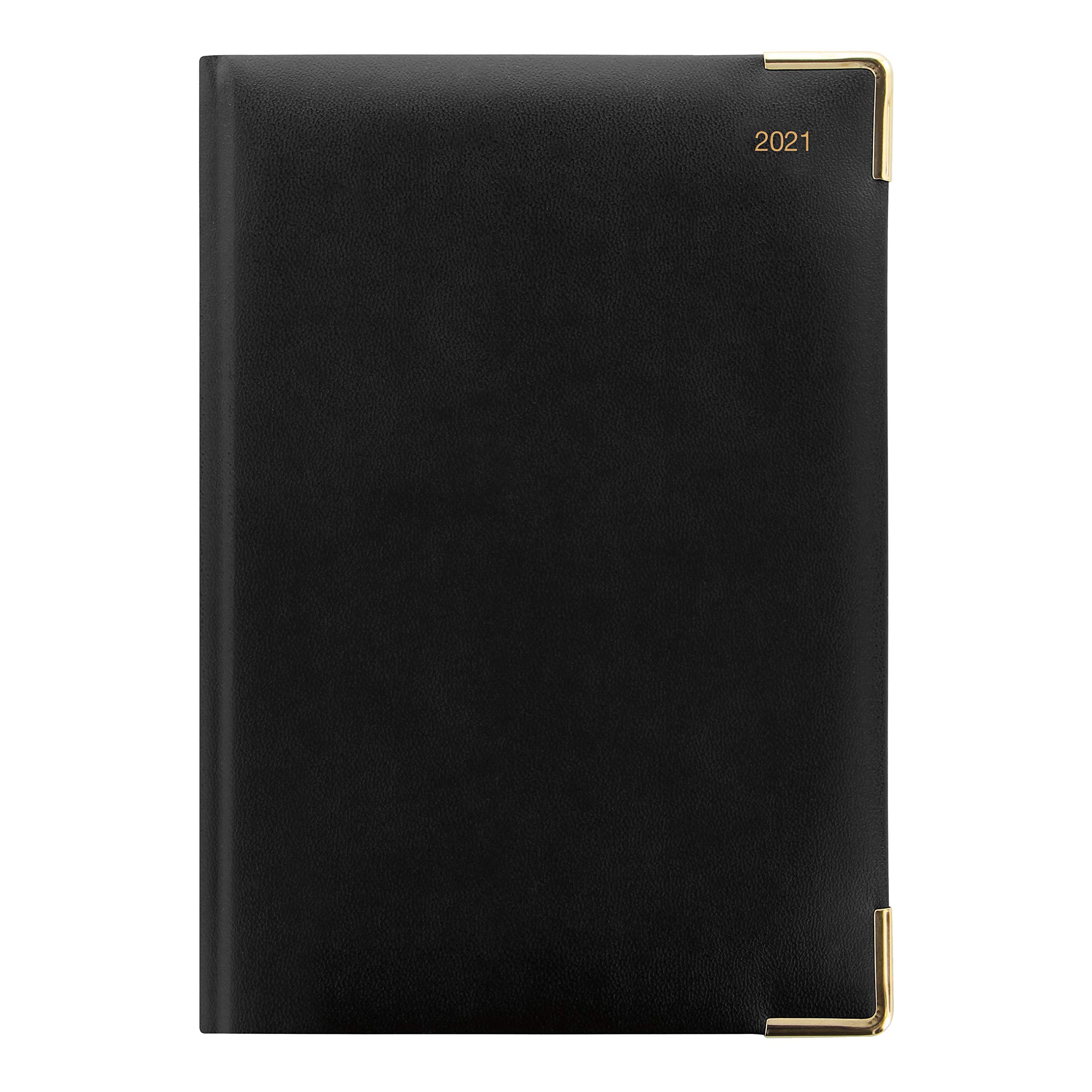 LETTS 2021 Classic Daily Planner with Gold Corners, Black, 8.25 x 5.875 inches (C12XBK-21)