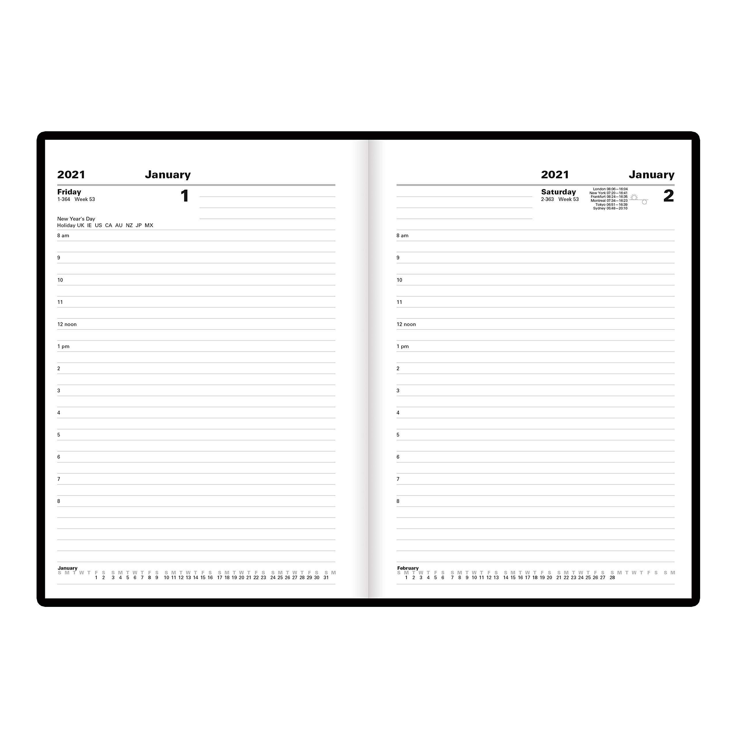 LETTS 2021 Classic Daily Planner with Gold Corners, Black, 8.25 x 5.875 inches (C12XBK-21)