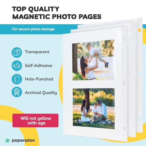 Photo Album Pages for 3 Ring Binder (50 Count) - Photo Album Self Adhesive Pages - 3 Ring Photo Album Refill Pages - Photo Pages for 3 Ring Binder - Photo Album Pages - Fits 8x10-8.5 x 11 Photos