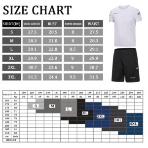 BUYJYA Men's Workout Clothes Athletic Shorts Shirt Set 3 Pack for Basketball Football Exercise Training Running Gym