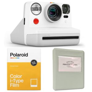 polaroid now i-type camera - white + polaroid color film for i-type (8 exposures) + album holds 32 photos - great value kit!