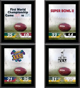 sports memorabilia green bay packers 10.5" x 13" sublimated super bowl champion plaque bundle - nfl team plaques and collages