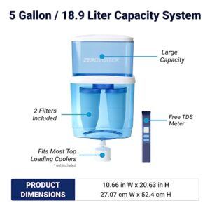 ZeroWater ZJ-004S, Refillable Filtered Water Cooler Jug, 5 Gallon Capacity, NSF Certified to Reduce Lead, Other Heavy Metals and PFOA/PFOS, Blue