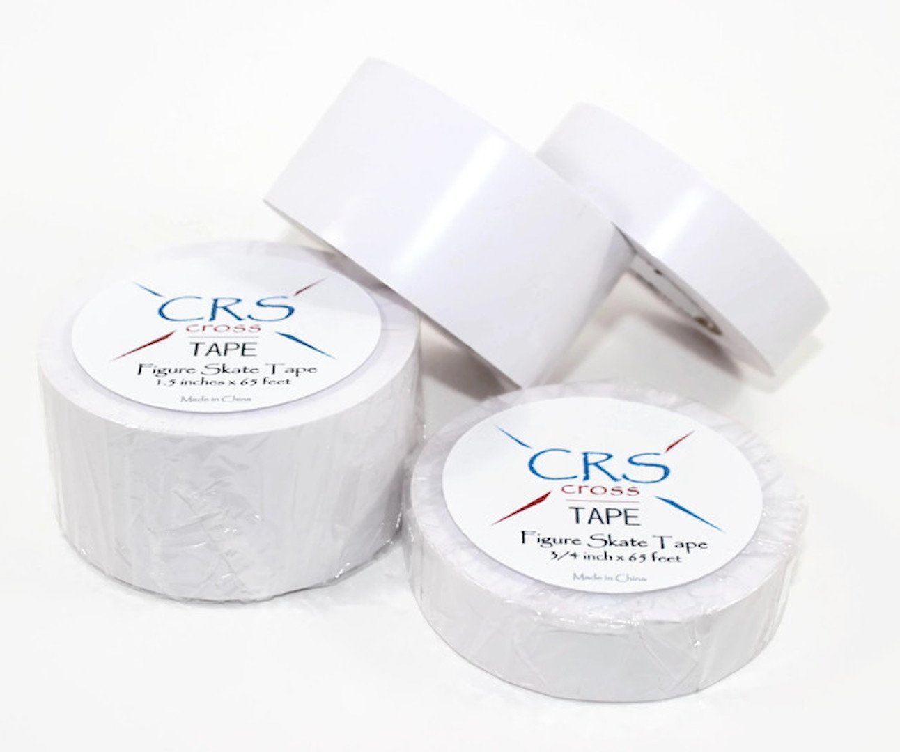 CRS Cross Figure Skate Tape (Combo 1 roll 1.5 inch & 1 roll 3/4 inch) - Longer 65 foot roll to protect leather figure skating boots without polish & keep laces tightened.