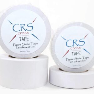 CRS Cross Figure Skate Tape (Combo 1 roll 1.5 inch & 1 roll 3/4 inch) - Longer 65 foot roll to protect leather figure skating boots without polish & keep laces tightened.