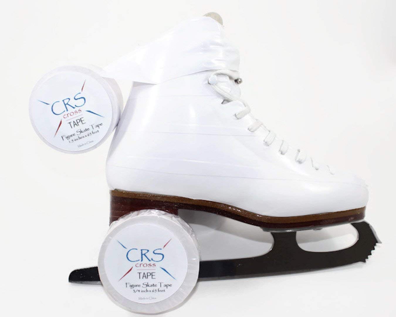 CRS Cross Figure Skate Tape (Combo 1 roll 1.5 inch & 1 roll 3/4 inch) - Longer 65 foot roll to protect leather figure skating boots without polish & keep laces tightened.