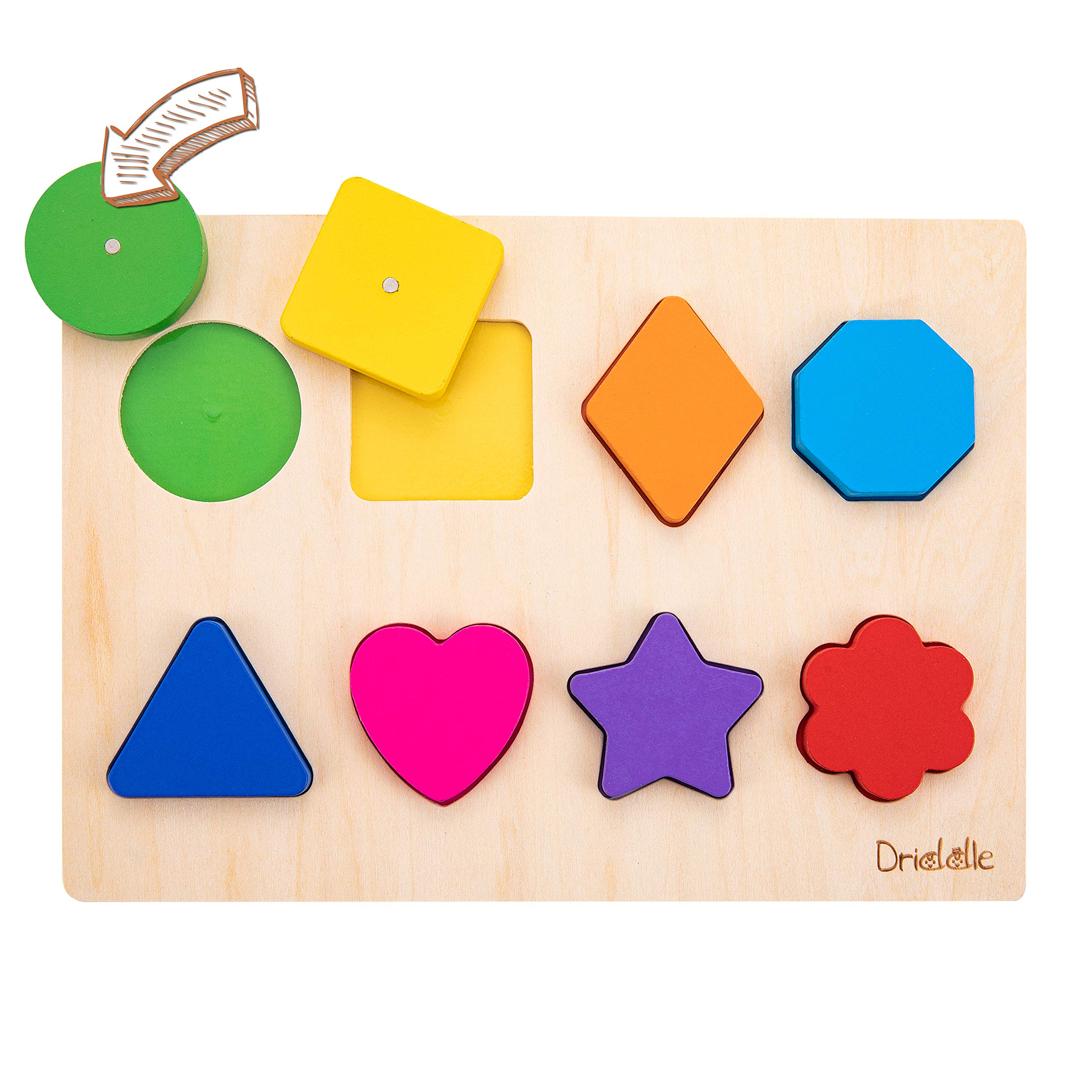 Magnetic Wooden Educational Shape Puzzle - Learn Colors & Shape Recognition Toy – Toddler Preschool Game – Kids Montessori Education