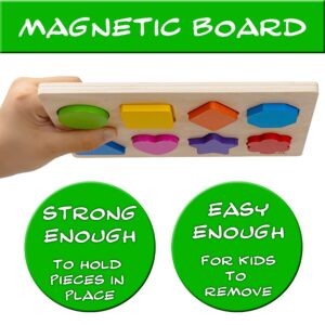 Magnetic Wooden Educational Shape Puzzle - Learn Colors & Shape Recognition Toy – Toddler Preschool Game – Kids Montessori Education