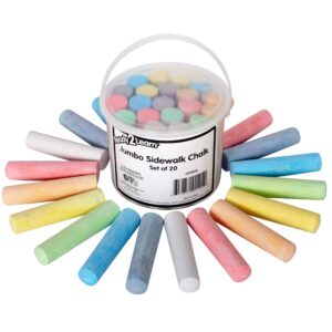 ready 2 learn jumbo sidewalk chalk - set of 20 in 9 colors - washable, non-toxic, colored chalk