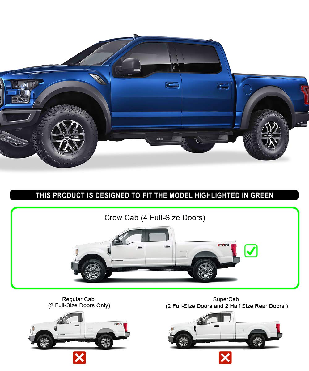 HD Ridez Pocket Drop Steps Armor Compatible with Ford F150 2015-2024 SuperCrew Cab & F150 Lightning 2022-2024 & F-250 F-350 Super Duty 2017-2024 Crew Cab (Nerf Bar Side Steps Side Bars)