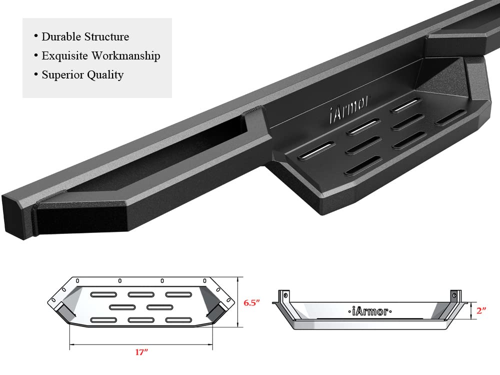 HD Ridez Pocket Drop Steps Armor Compatible with Ford F150 2015-2024 SuperCrew Cab & F150 Lightning 2022-2024 & F-250 F-350 Super Duty 2017-2024 Crew Cab (Nerf Bar Side Steps Side Bars)