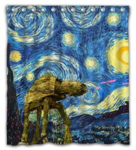 gouriru custom wars design starry night shower curtain waterproof fabric for bathroom decor size 66x72 inches