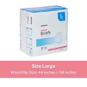 McKesson Super Briefs, Incontinence, Moderate Absorbency, Large, 18 Count, 4 Packs, 72 Total