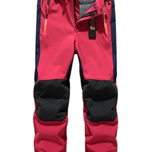 Jessie Kidden Kids Boys Girls Youth Waterproof Windproof Hiking Ski Snow Pants Elastic Waist Warm Insulated Fleece Lined Winter Pants (16010 Red-new, 8-9 Years)