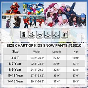 Jessie Kidden Kids Boys Girls Youth Waterproof Windproof Hiking Ski Snow Pants Elastic Waist Warm Insulated Fleece Lined Winter Pants (16010 Red-new, 8-9 Years)