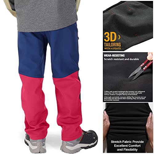 Jessie Kidden Kids Boys Girls Youth Waterproof Windproof Hiking Ski Snow Pants Elastic Waist Warm Insulated Fleece Lined Winter Pants (16010 Red-new, 8-9 Years)