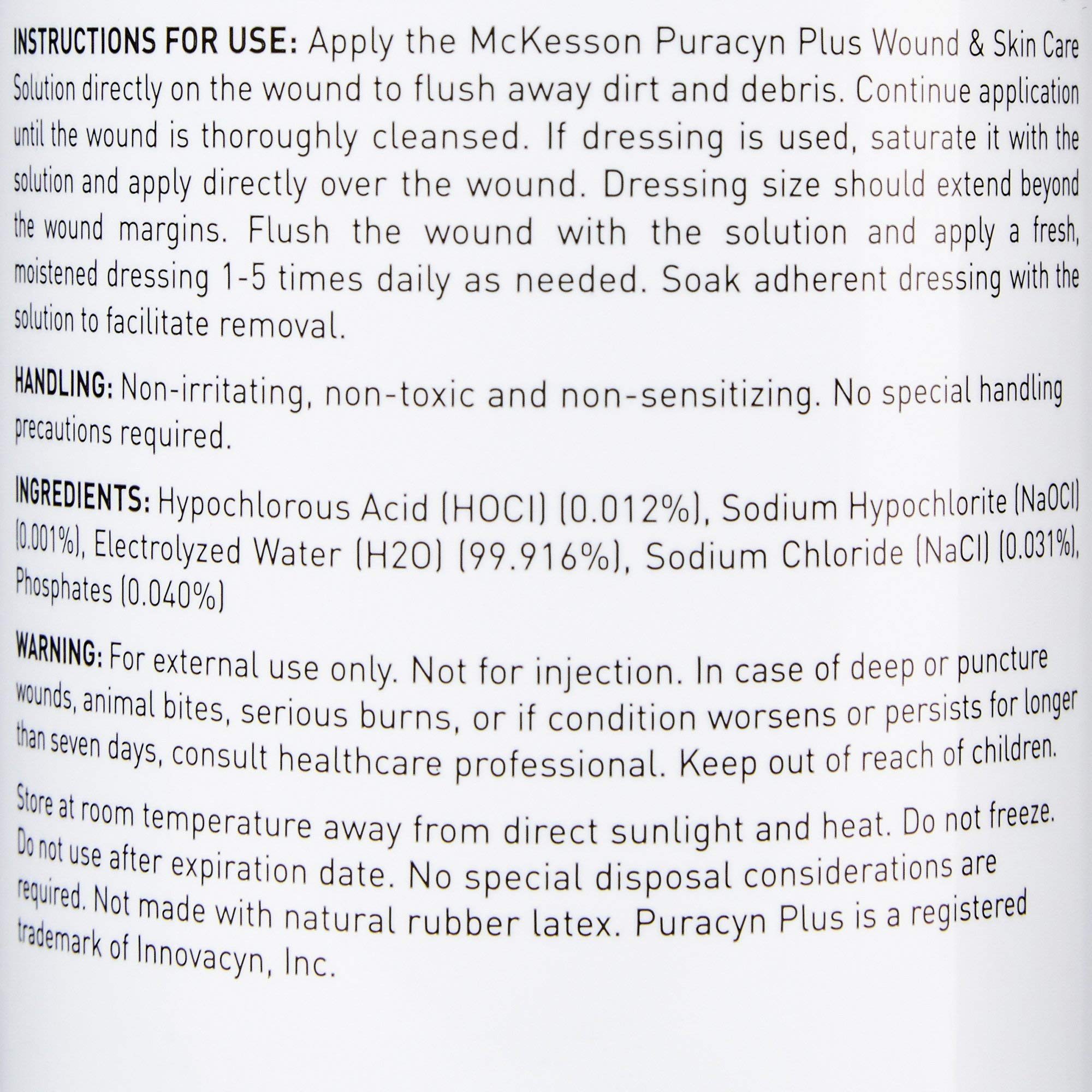 McKesson Puracyn Plus Wound and Skin Care Solution, Would Irrigation Solution, 16.9 fl oz, 1 Count