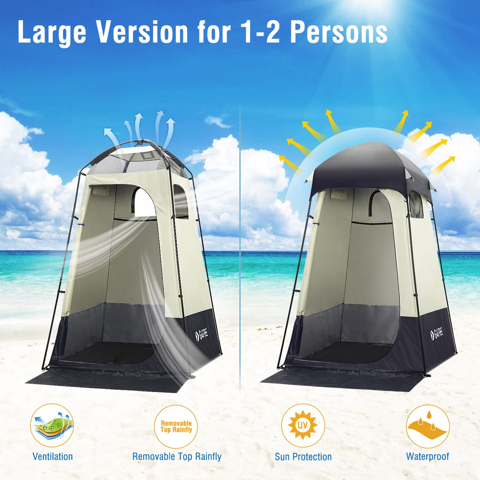 G4Free Large Camping Privacy Shelter Tent, Portable Outdoor Easy Set Up Shower Tent Dressing Changing Room with Carry Bag, Camp Toilet (Black)