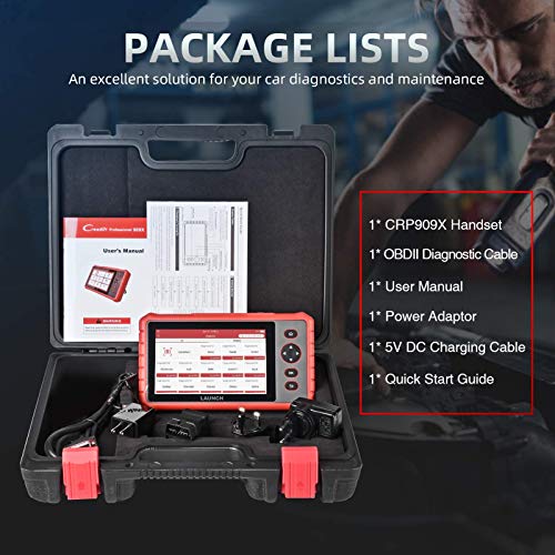 LAUNCH OBD2 Scanner CRP909X, 28+ Reset Services Car Diagnostic Scanner, 2024 New with 2-Year Free Update, OE-Level Full System Scan Tool, ABS Bleeding, Injector Coding, TPMS/Oil Reset, Auto VIN