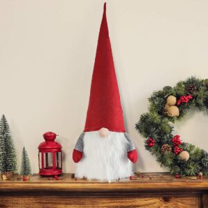 ivenf 32 inches handmade tomte gnome christmas mantel table decorations, extra large plush swedish scandinavian santa for xmas new year winter holiday home decor, red