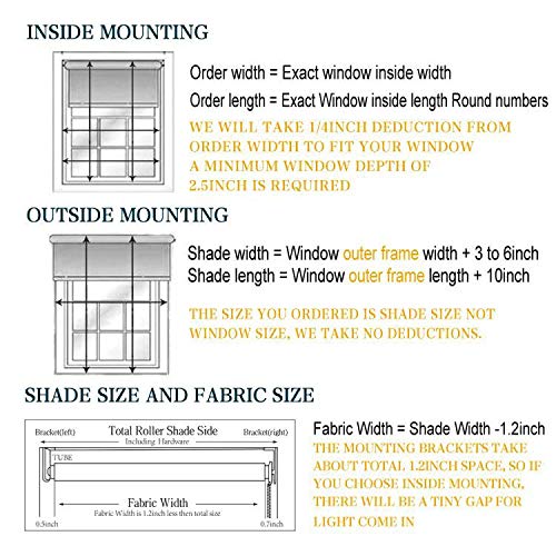 Blackout Cordless Window Roller Shades, Beige Custom Easy to Control Window Blinds with Spring Lifting System for Home, Windows, Doors, French Door