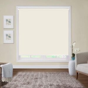 Blackout Cordless Window Roller Shades, Beige Custom Easy to Control Window Blinds with Spring Lifting System for Home, Windows, Doors, French Door