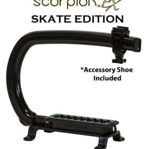 Cam Caddie Scorpion EX Skateboard Camera Handle with Threaded Feet - Professional Steadycam Handle for Most Cameras, Camcorders, Smart Phones and Action Sports Cams - Black - Skate Edition