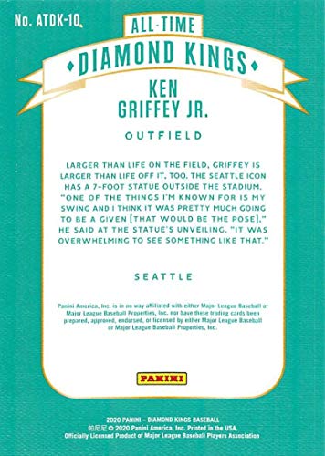 2020 Diamond Kings All-Time Diamond Kings Baseball #10 Ken Griffey Jr. Seattle Mariners Official MLB PA Trading Card From Panini America