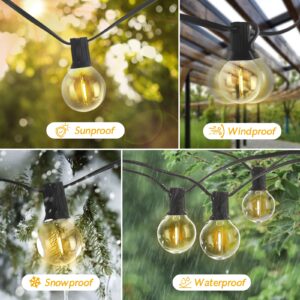 Outdoor Lights Patio 25FT, G40 String LED Lights Waterproof with 25+1pcs Spare Balcony Lights Bulbs Shatterproof for Backyard Porch Wedding Cafe, Hanging Lights for Birthday BBQ Party