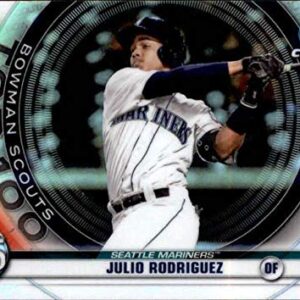 2020 Bowman Baseball Chrome Scouts Top 100 Refractor #BTP-16 Julio Rodriguez Seattle Mariners Official MLB Trading Card Produced by Topps