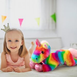 HollyHOME Plush Unicorn Stuffed Animals Rainbow Unicorn Toy Holiday Birthday Gift for Girls 16 Inch