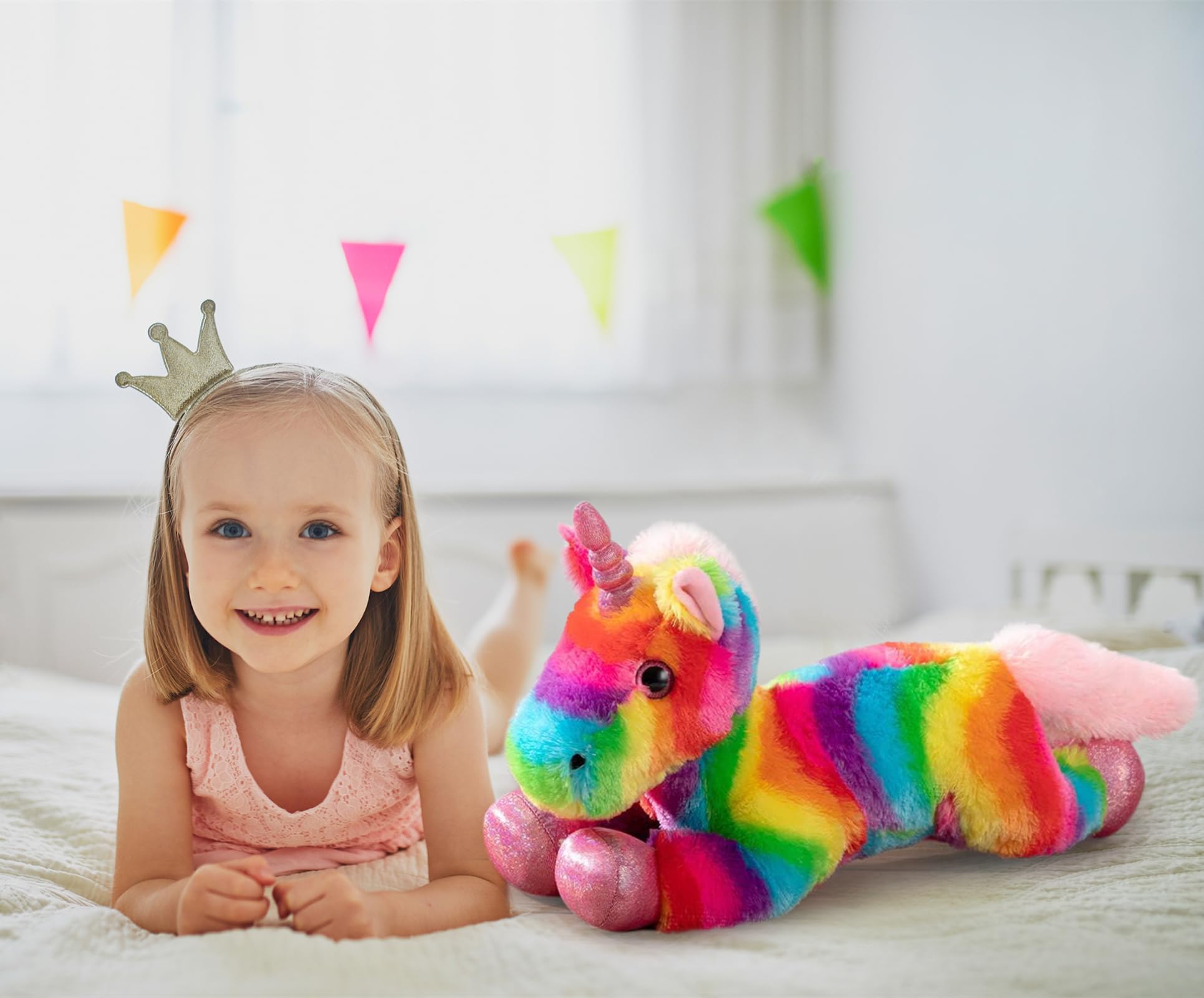 HollyHOME Plush Unicorn Stuffed Animals Rainbow Unicorn Toy Holiday Birthday Gift for Girls 16 Inch