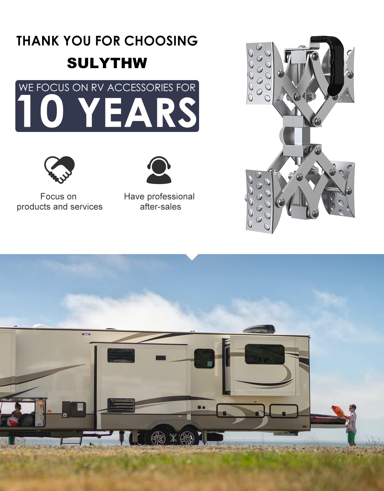 Sulythw X Chocks Wheel Stabilizer for Travel Trailers PRO [Specially Designed for Travel Trailers] Camper Wheel Chock Scissor Anti-Move Tire RV Accessories and Parts Multi-Function Wrench