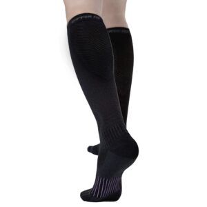 copper fit unisex adult moisturizing energy plus easy on easy off knee high compression socks, black, small-medium us