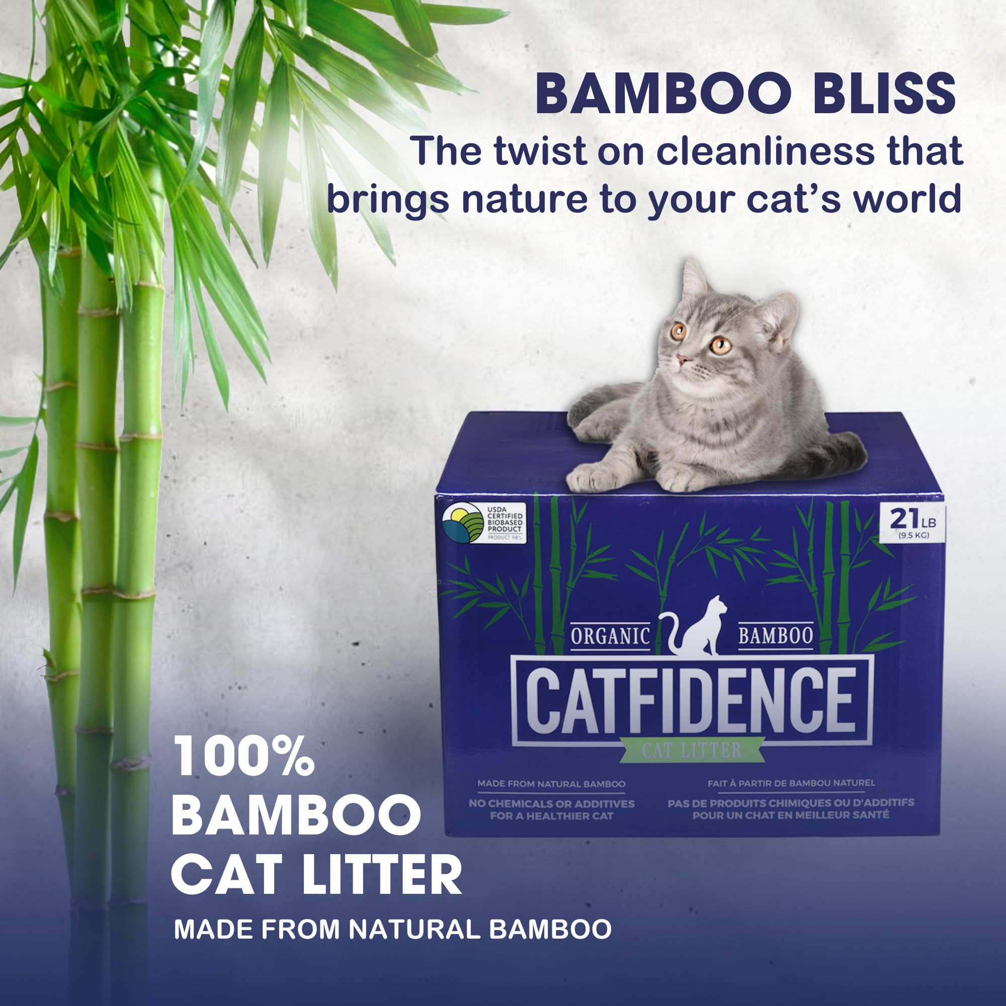 The Original Poop Bags® Cat Litter - Catfidence® Organic Bamboo Unscented, Dust Free Kitty Litter - Long Lasting Odor Control & Fast Drying Cat Litter for Multi-Cats - (21lb Cat Litter)