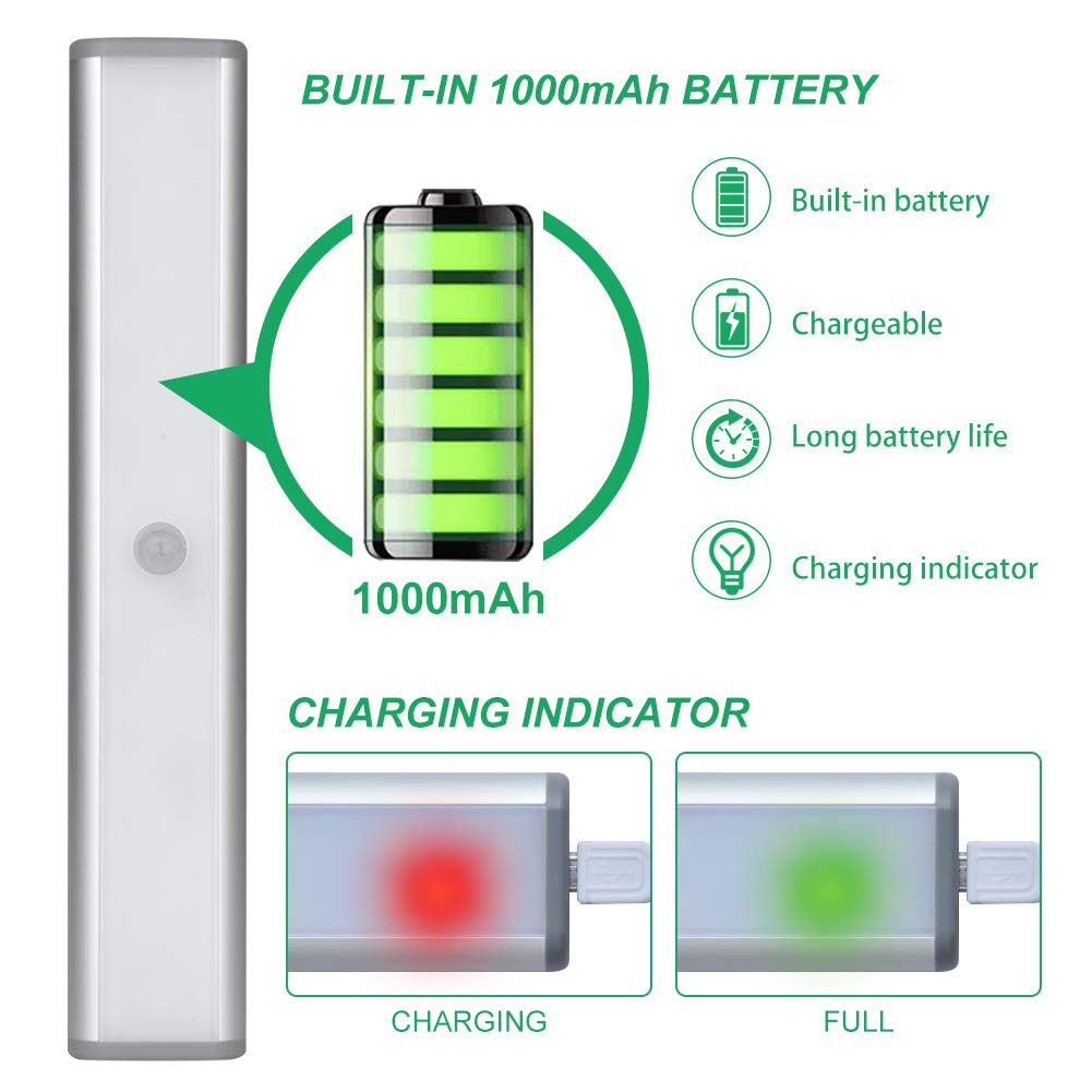 Under Cabinet Lights,Under Counter Lights for Kitchen, Under Cabinet Lighting,Motion Sensor Closet Light Rechargeable Wireless 20-LED Kitchen Under Counter Lighting Magnetic Closet Lighting (3Pack)