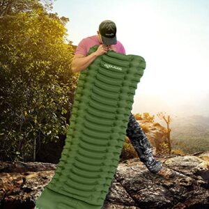 SereneLife Backpacking Air Mattress Sleeping Pad - Self Inflating Waterproof Lightweight Sleep Pad Inflatable Camping Sleeping Mat w/Carrying Bag - for Camping, Backpacking, Hiking SLCPG (Green)