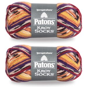 Patons Kroy Socks Yarn, 2-Pack, Sunset Stripes