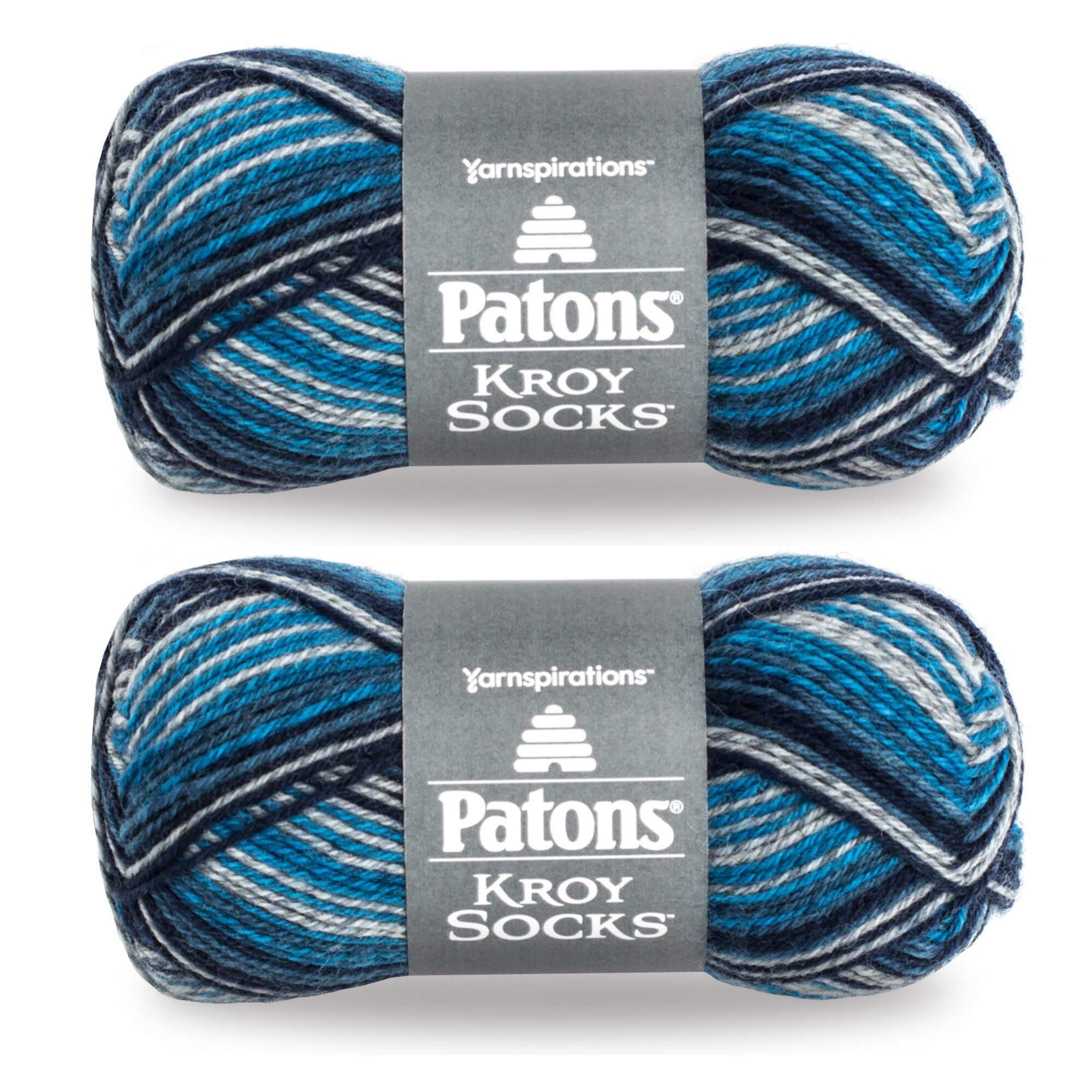 Patons Kroy Socks Yarn, 2-Pack, Sing'n The Blues Stripes