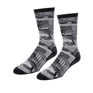 simms men's merino wool midweight hiker sock, xl, hex flo camo carbon