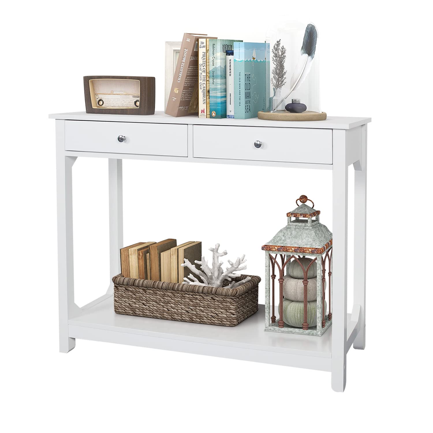 TaoHFE Console Table, 39.4"x11.8"x31.5"(LxWxH), White