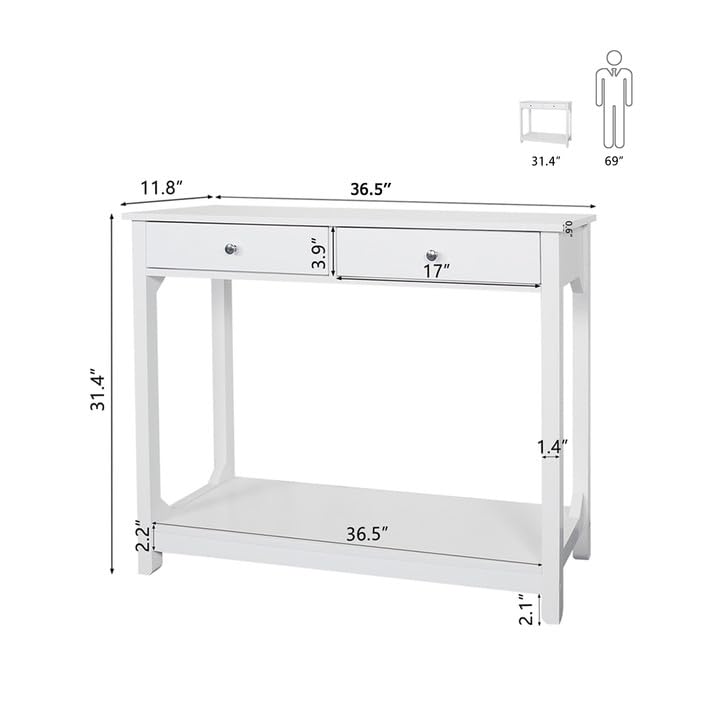 TaoHFE Console Table, 39.4"x11.8"x31.5"(LxWxH), White