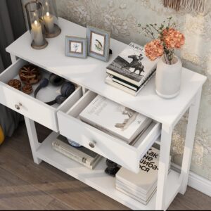 TaoHFE Console Table, 39.4"x11.8"x31.5"(LxWxH), White