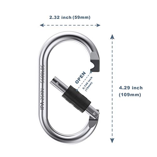 Oak-Sports Caribeener Clips,Climbing Carabiner(25kn=5600lbs),Heavy Duty Carabiner Clip,Multipurpose for Rigging, Ropes, Hammocks, Not Suitable for Pull-up Bars(2pack)