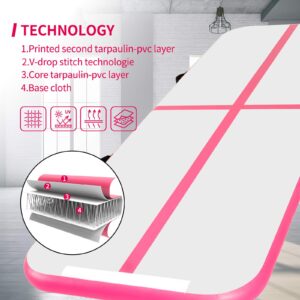 Murtisol 13ft Inflatable Gymnastics Training Mats, 4 Inch Thickness Tumbling Mats for Home Yoga,Training,Cheerleading,Yoga& Water Fun with Electric Pump (Pink)