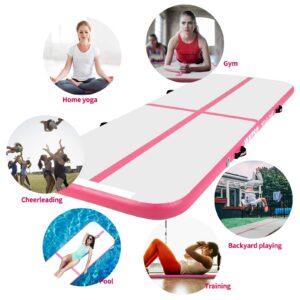 Murtisol 13ft Inflatable Gymnastics Training Mats, 4 Inch Thickness Tumbling Mats for Home Yoga,Training,Cheerleading,Yoga& Water Fun with Electric Pump (Pink)